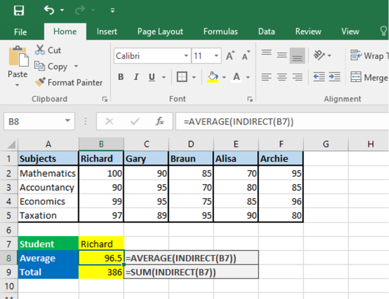 INDIRECT Function - nothing direct about it - skillfine